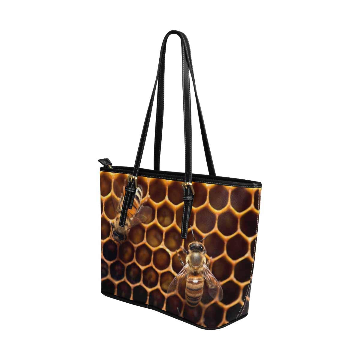 InterestPrint Womens Tote Bags PU Leather Work School Travel and Shopping Honey Bee