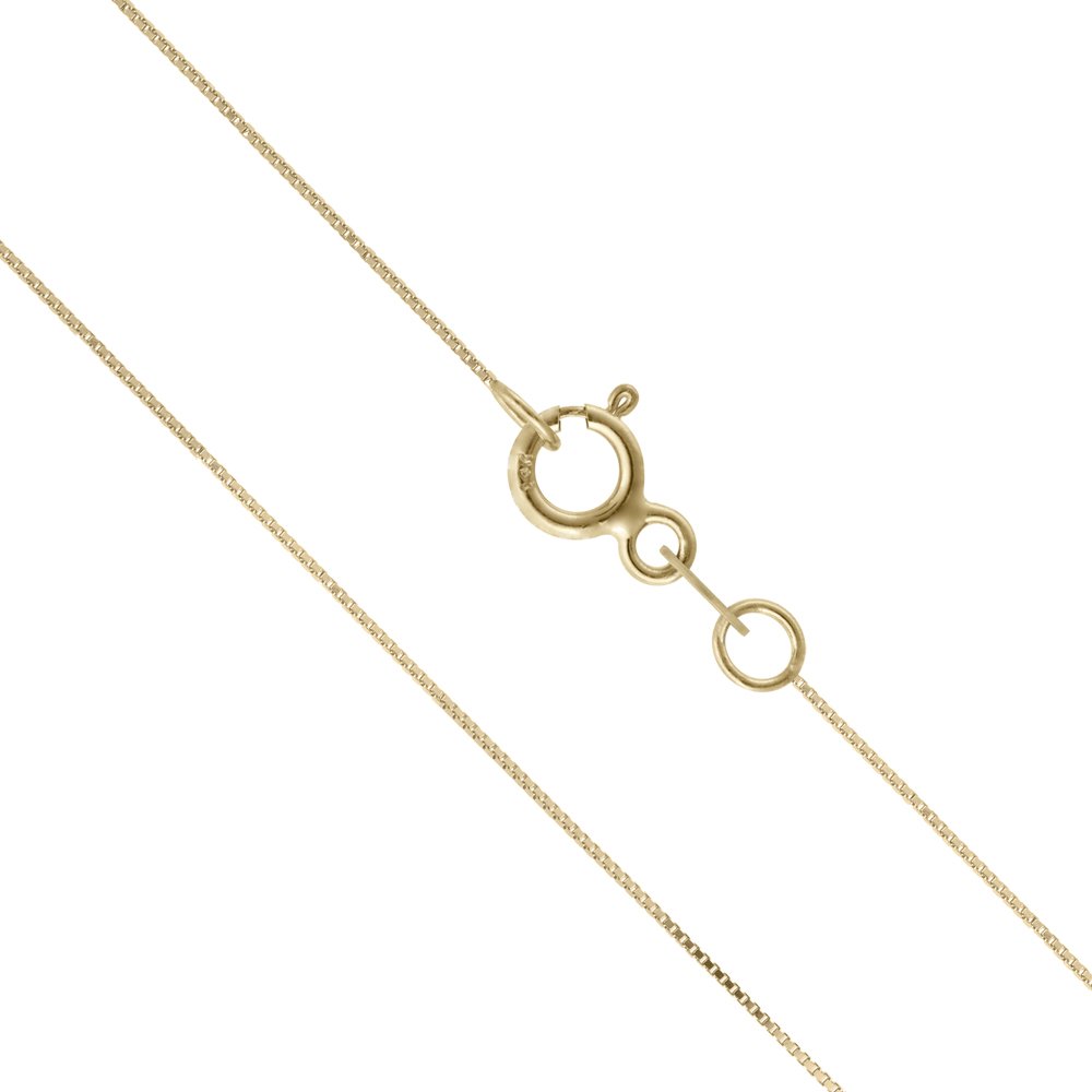 Honolulu Jewelry Company 14K Thin Real Solid Yellow Gold 0.5mm Box Chain Necklace Spring-Ring Clasp - 18 Inches