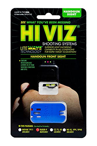 HIVIZ RGPLW01 Ruger Interchangeable LITEWAVE Front Handgun Sight,Green, Red, and White