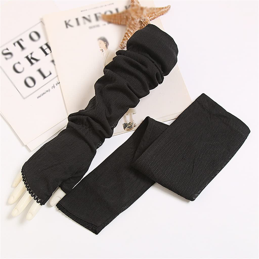 Mid-Length Half-Finger Gloves Summer Women's Driving and Cycling Cotton Arm Sleeves Sleeves Sunshade Thin (Color : A, Size : 52 * 22 * 19cm)