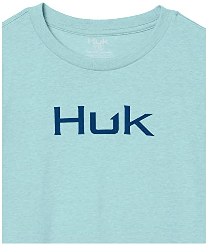 HUK Unisex-Child Standard Logo Tee | Kids Performance Fishing T-Shirt, Porcelian Blue Heather, Medium