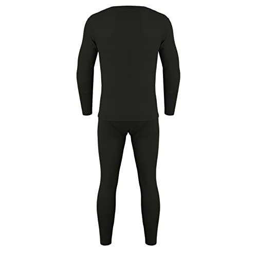 Men's Thermal Long Underwear Set Warm Base Layers with Fleece Lined for Cold Weather Underwear Set Black