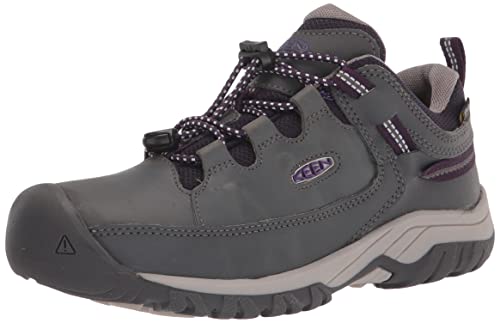 KEEN Targhee Low Height Waterproof Hiking Shoes, Magnet/Tillandsia Purple, 4 US Unisex Big Kid
