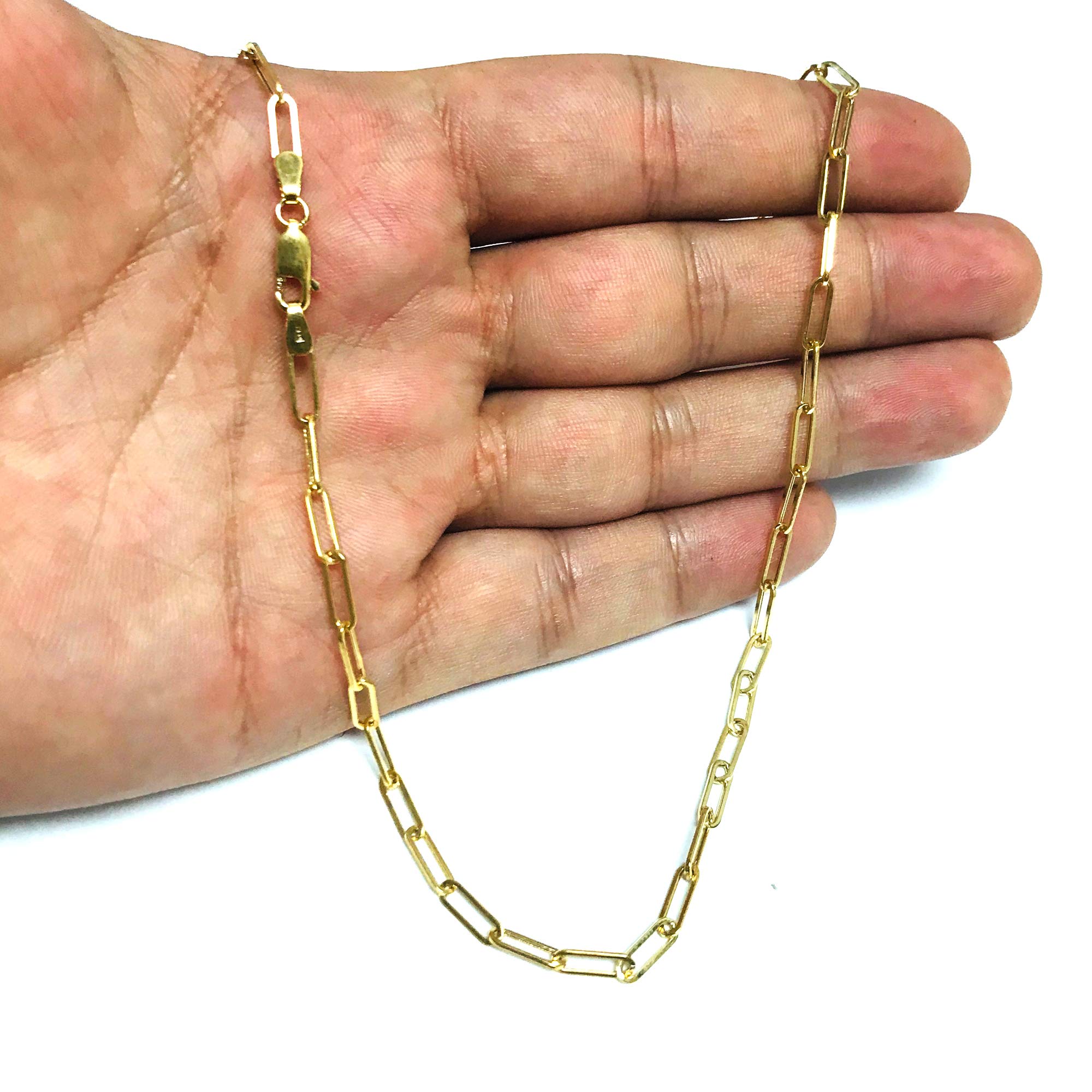 Jewelry Affairs 14k Yellow Real Gold Paperclip Chain Necklace, 3mm (18.0 Inches)