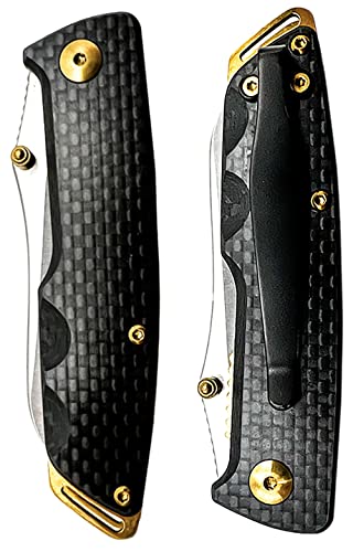 Summit Knife Co Mount Olympus EDC Folder Knife 2.75” VG10 Stainless Steel Blade - Black Carbon Fiber Scales Handle - Gentlemans Every Day Carry Lightweight Folding Pocket Knife