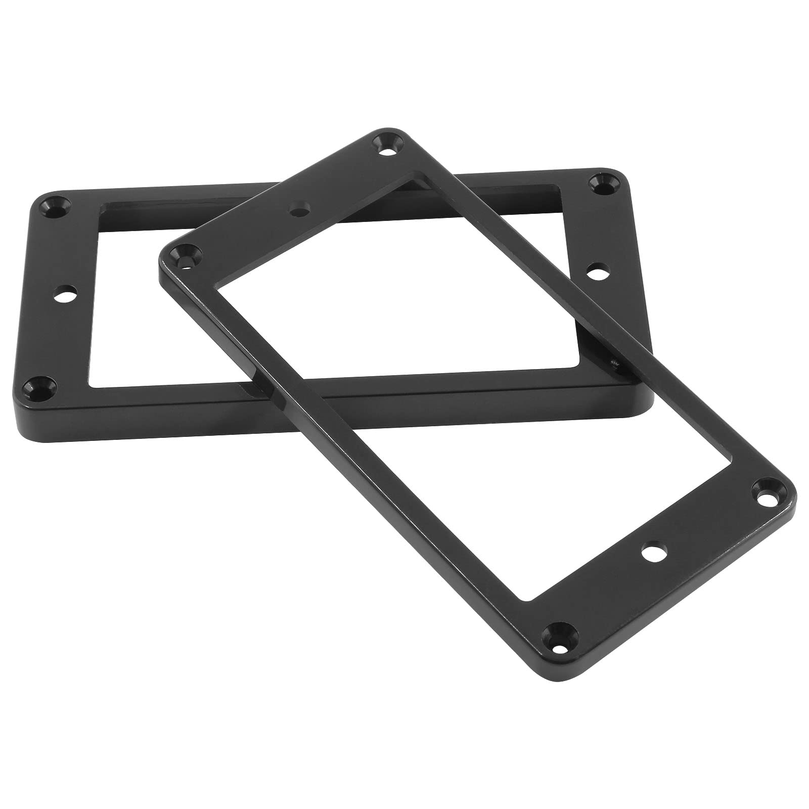 Jiozermi 2 Pcs Plastic Flat Bottom Humbucker Pickup Mounting Ring Set, Bridge Neck Pickups Cover Frame Replacement Part for Electric Guitar or Precision Bass, Black