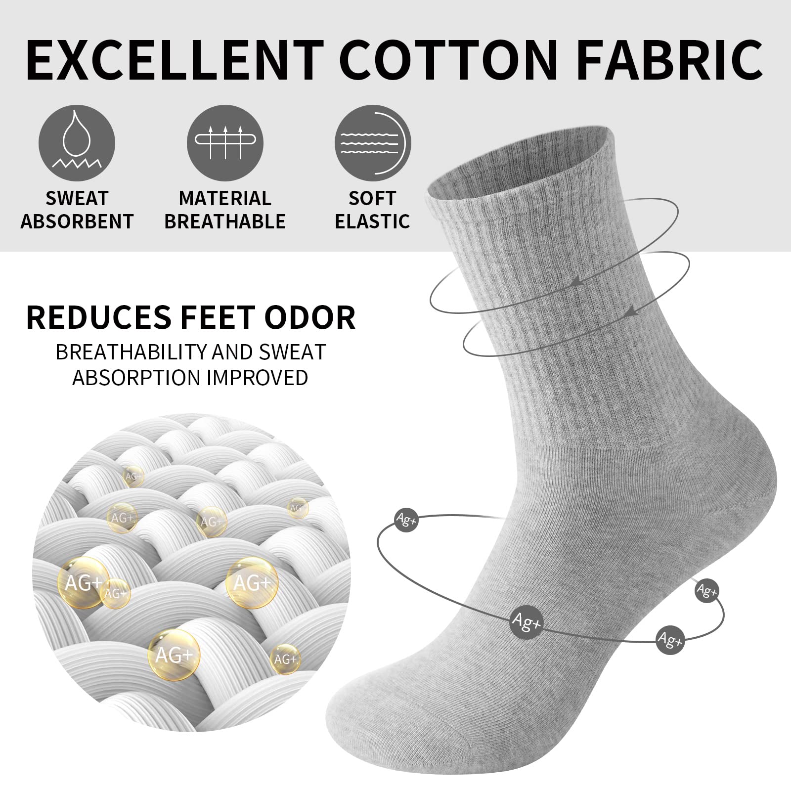 J-BOX Womens Cotton Crew Socks, Thin Soft Comfort Breathable Dress Socks, Above Ankle Crew Socks for Business, Casual.