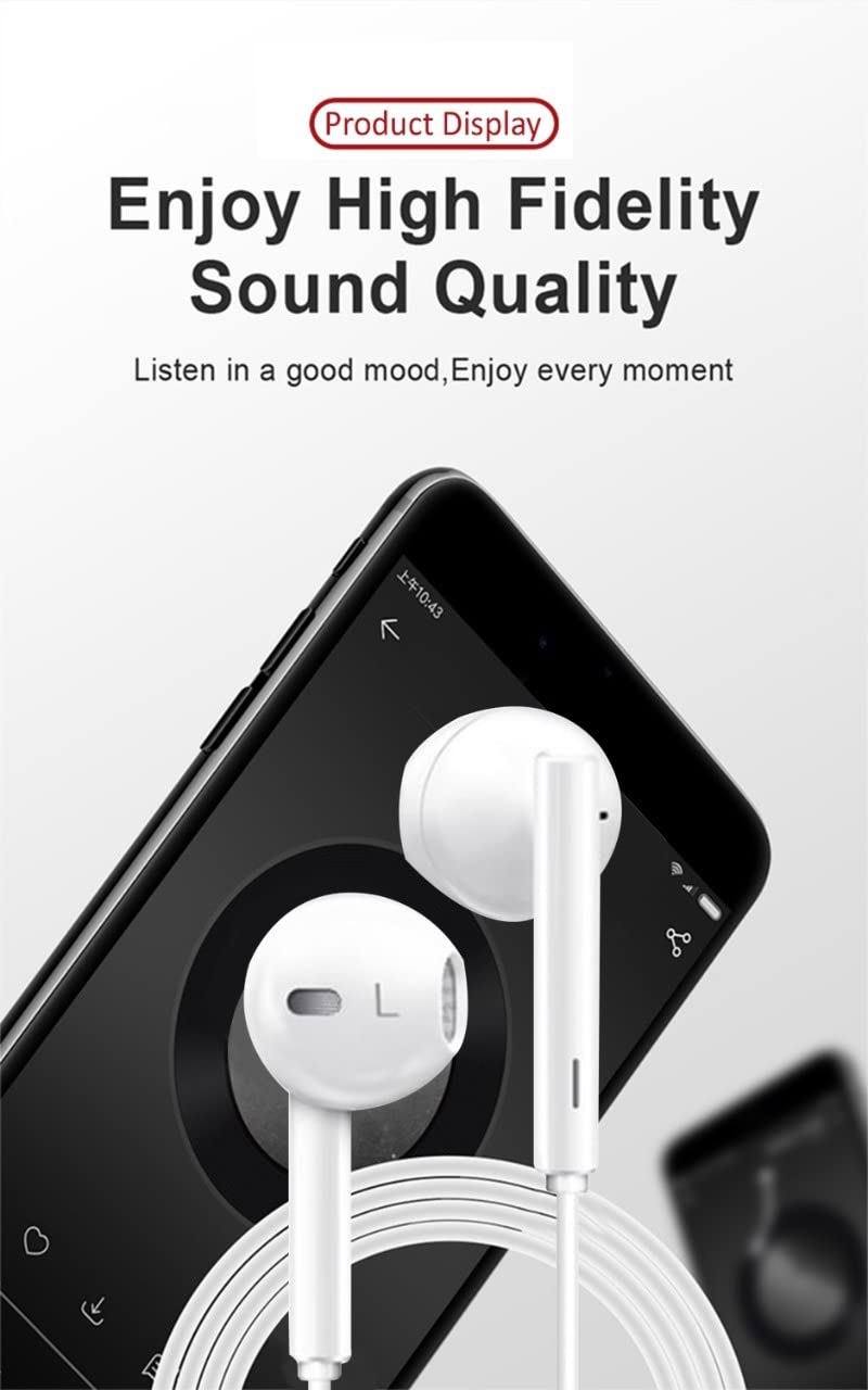 Purple Tekk Wired Earbuds Headphones Aux Earphones with 3.5mm Wired in Ear Headphone Plug Built in Microphone Volume Control Compatible with iPhone iPad iPod PC MP3 MP4 Android White (PT1102)