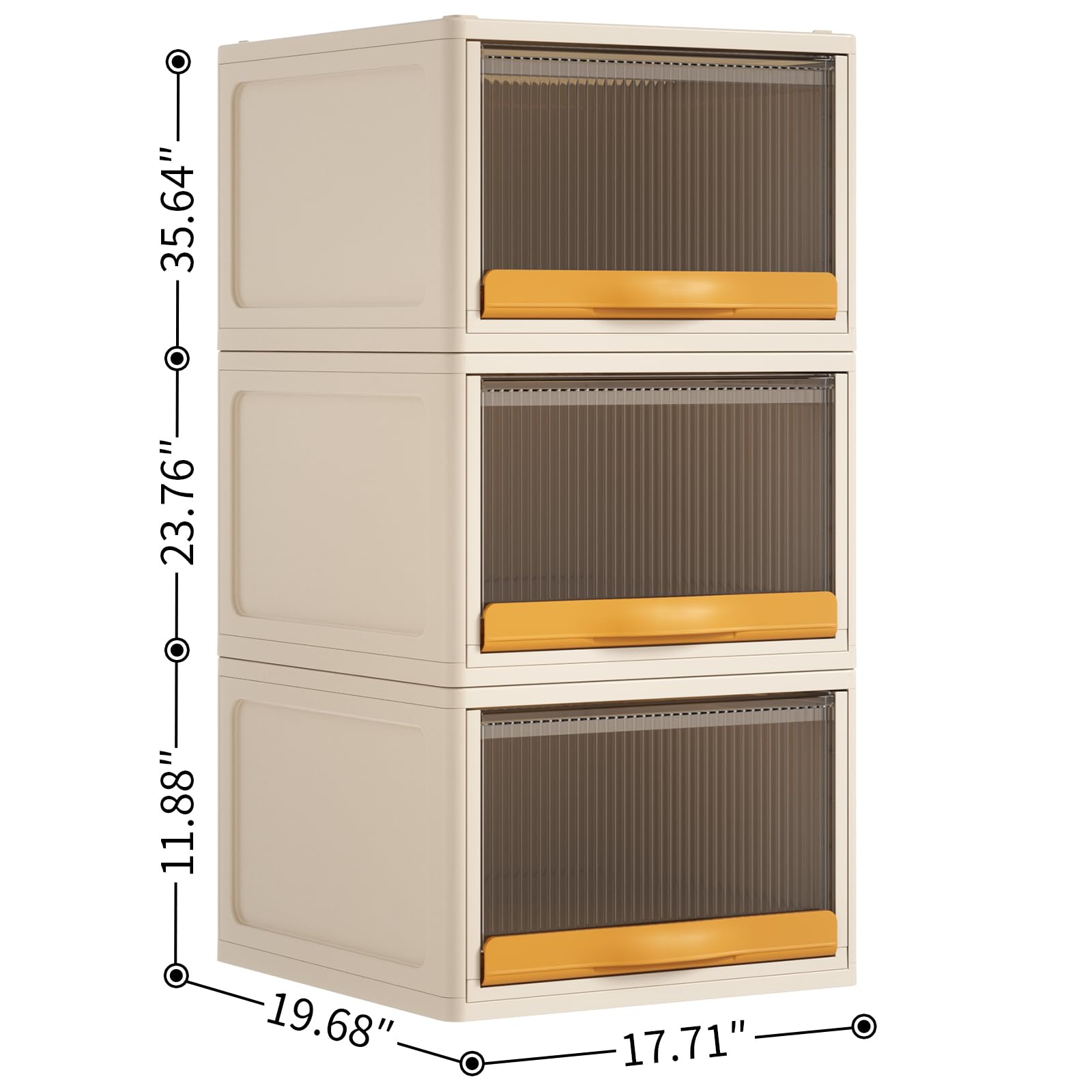 HAIXIN Storage Bins with Drawers, Stackable Storage Drawers, Dual Ways Opening Closet Organizer, Bathroom Organizer, 3 Drawer Storage Organizer, Plastic Drawers, Drawer Unit for Office and Bedroom