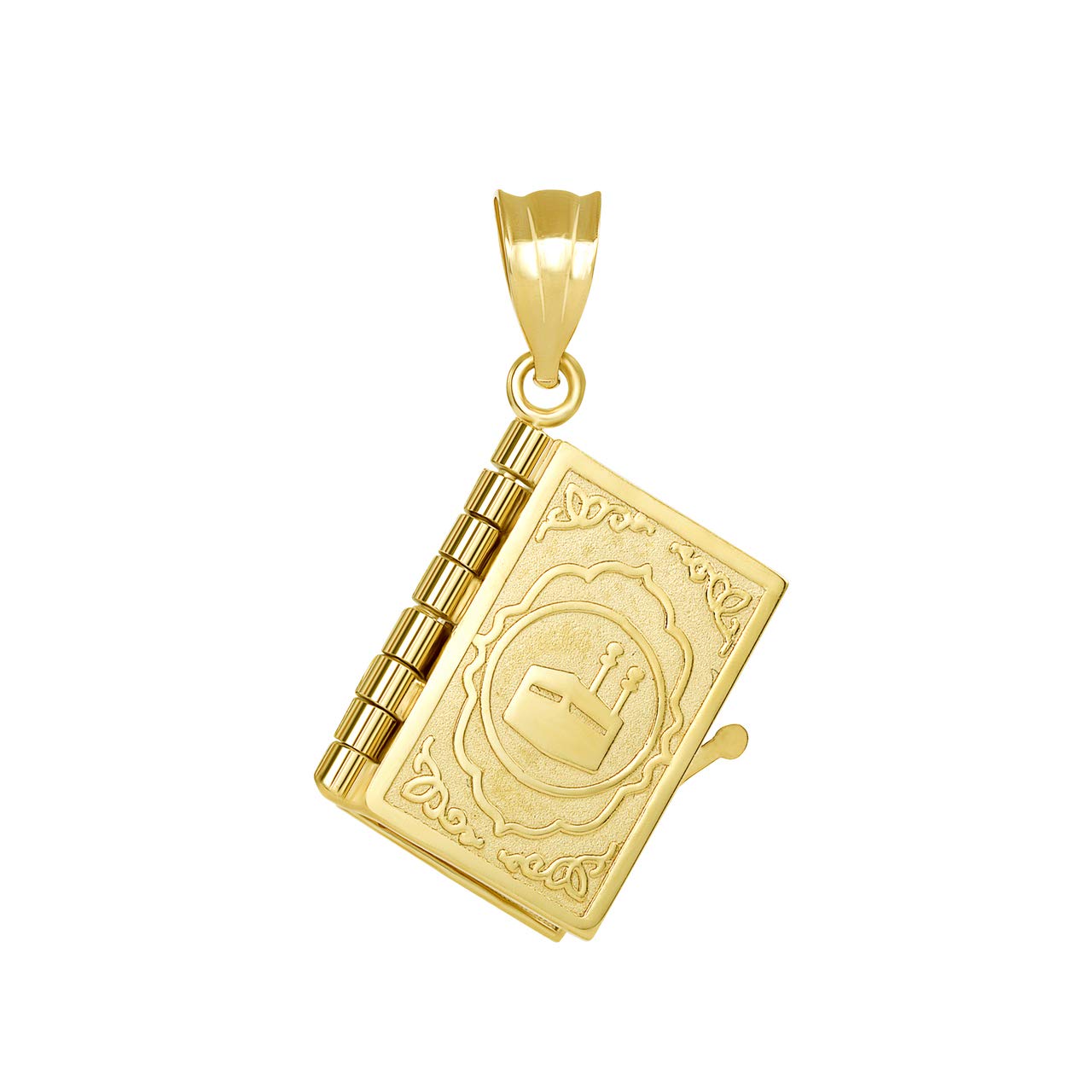 Islamic 10k Yellow Gold Qur'an 3D Book Muslim Bible Koran Necklace (16")