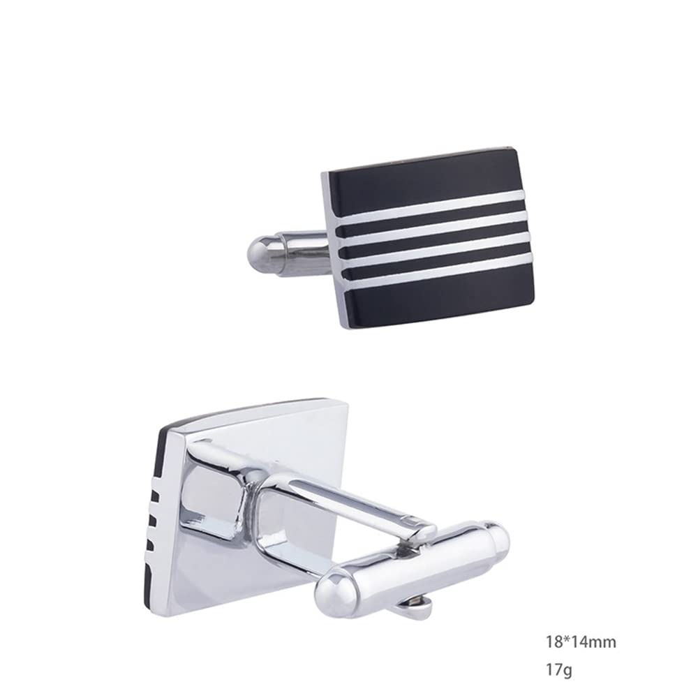 Men's tie Clip Cufflinks Black Striped Epoxy Enamel Cuff Button Men's French Long Sleeve Shirt Cufflinks