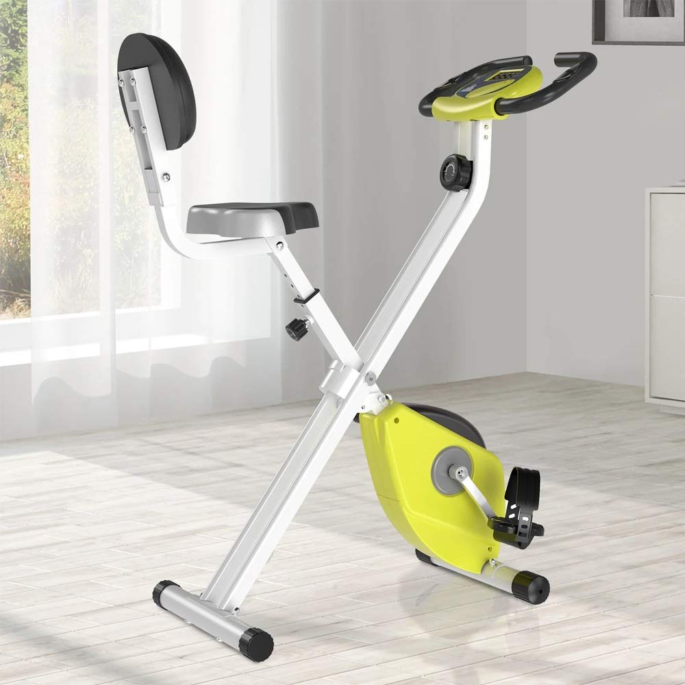 Hype Indoor Foldable Upright Bike with LCD Screen for Cardio Aerobic Exercise Yellow