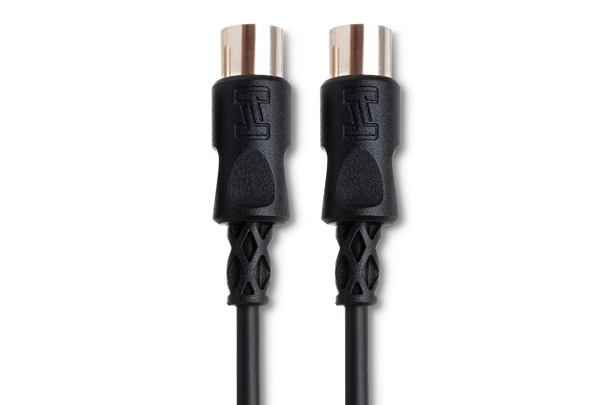 HOSA MID-303RR Right Angle 5-Pin DIN to Right Angle 5-Pin DIN MIDI Cable, 3 Feet Black & MID-301BK 5-Pin DIN to 5-Pin DIN MIDI Cable, 1 Foot