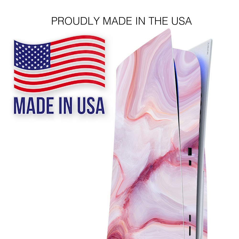 ITS A Skin Skins Compatible with Sony Playstation 5 Console Disc Edition - Protective Decal Overlay Stickers wrap Cover - Pink Stone Marble Geode