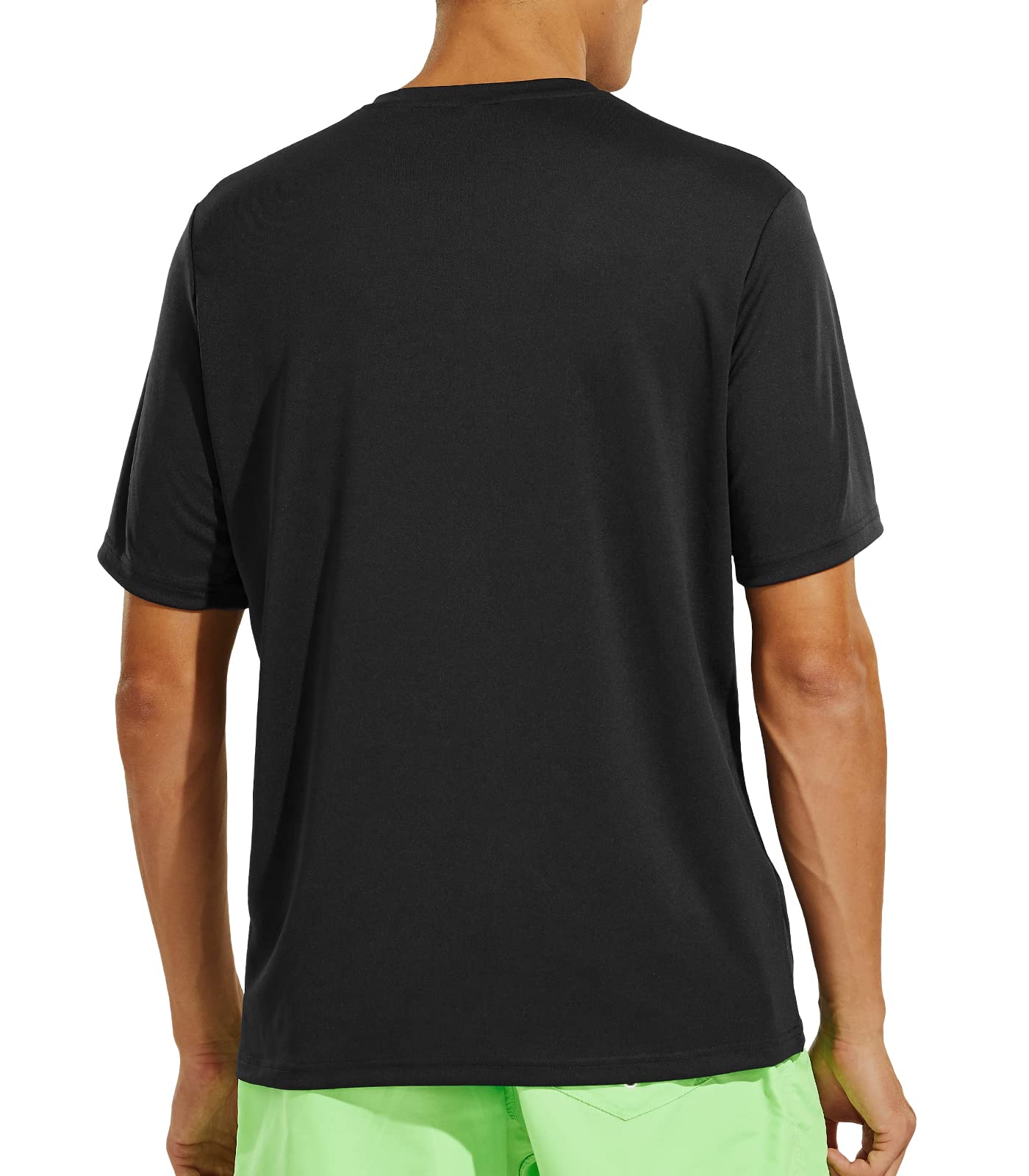 MIER Men's Dry-Fit Workout Tshirts Moisture Wicking Active Athletic Performance V-Neck T-Shirt Polyester Tee Black, L