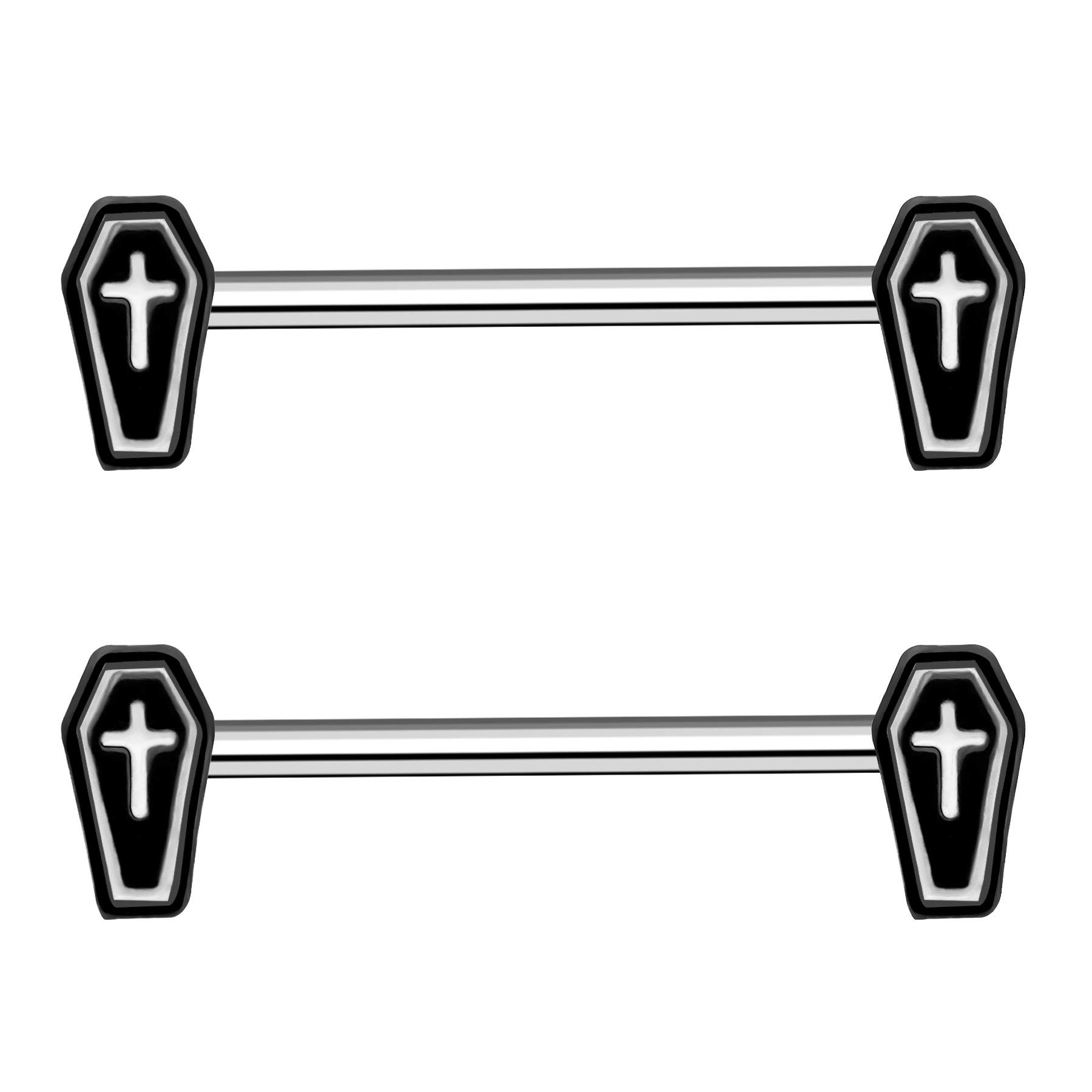 Jewseen Unique Coffin Nipple Barbell 14g Epoxy Design Nipple Ring Body Piercing Jewelry for Halloween Day