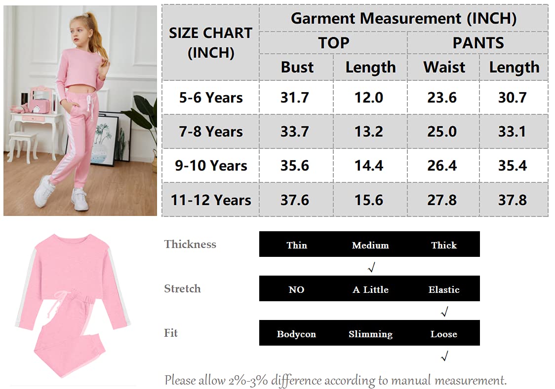 Imily Bela Girls Active Jogger Sets 2 Piece Striped Tracksuit Crop Tops and Sweatpants Outfits Sweatsuits