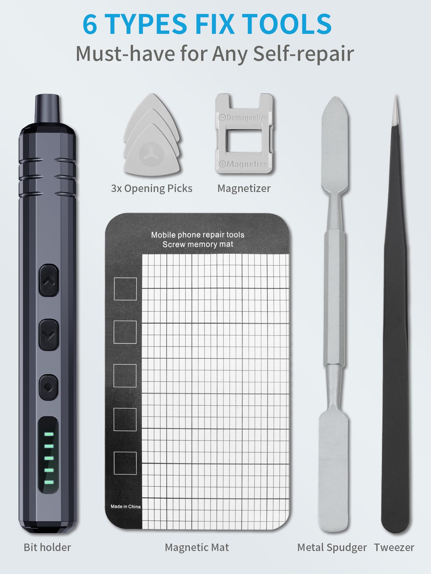 SHOWPIN Mini Electric Screwdriver Set: 70 in 1 Small Electronic Tool Kit Precision Power Screwdriver - 5 Torque Setting LED S2 Bits for Computer Laptop PC Repair
