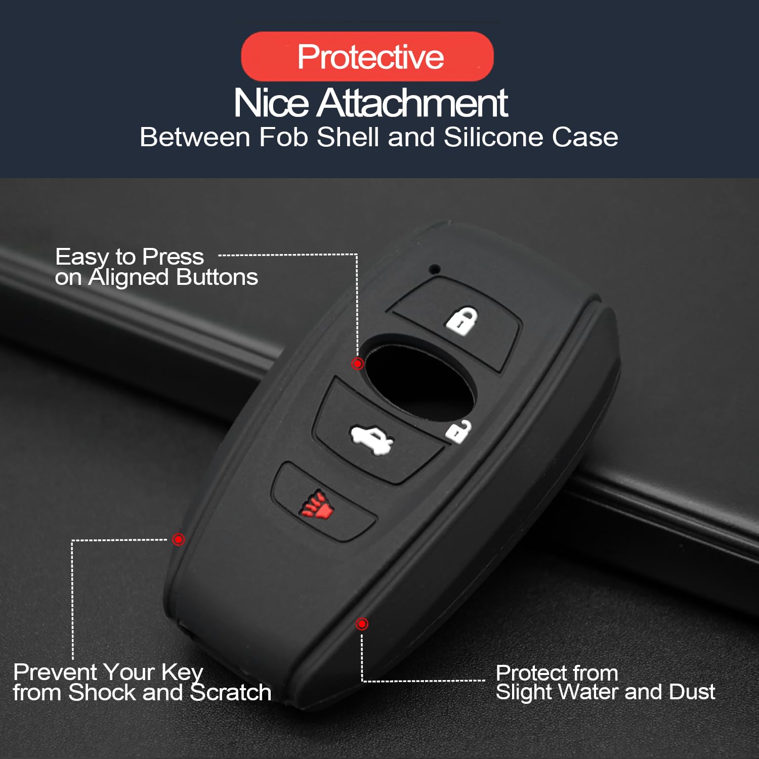 INFIPAR 2pcs Compatible with Subaru WRX BRZ Ascent Forester Crosstrek Legacy Outback Impreza XV WRX STI XV Crosstrek Key Fob Cover Case Key Chain Protector Holder