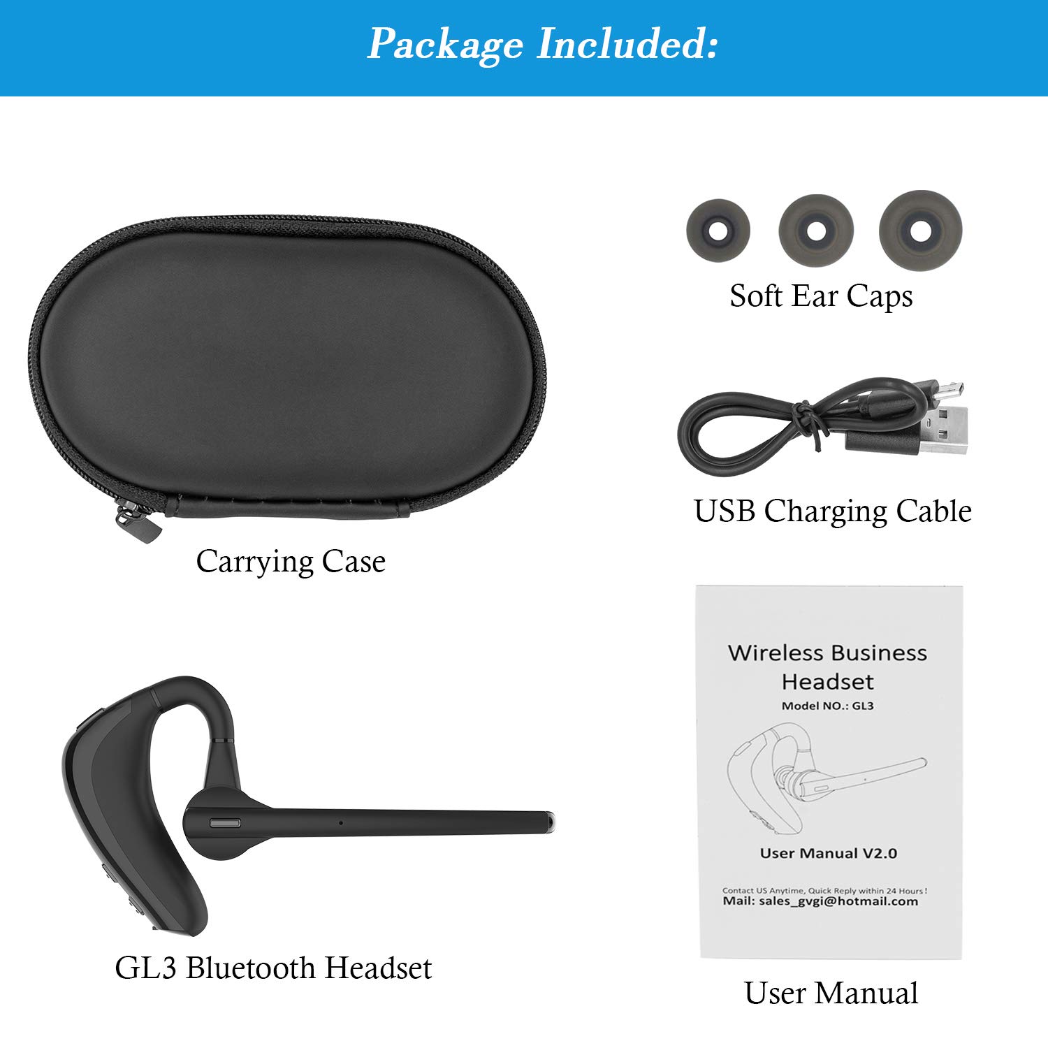 iDIGMALL Trucker Bluetooth Headset for Cell Phone, Wireless Headphone with HD Microphone, Noise Cancelling Bluetooth 5.0 Earphone for Office Business Skype 12H Hands-Free Earpiece w/Mute Function