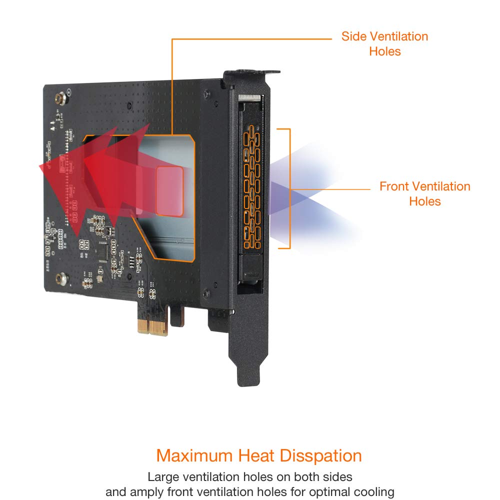 ICY DOCK 2.5 inch SATA SSD Removable Hard Drive Bay Adapter for PCIe Expansion Card Slot | ToughArmor MB839SP-B