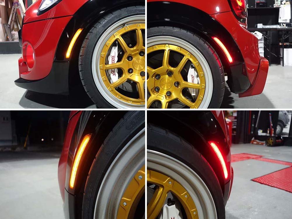 iJDMTOY Smoked Lens Amber/Red Full LED Side Marker Light Kit Compatible With 2002-2008 Gen1 MINI Cooper R50 R52 R53, Powered by Total 120-SMD LED, Replace OEM Sidemarker Lamps