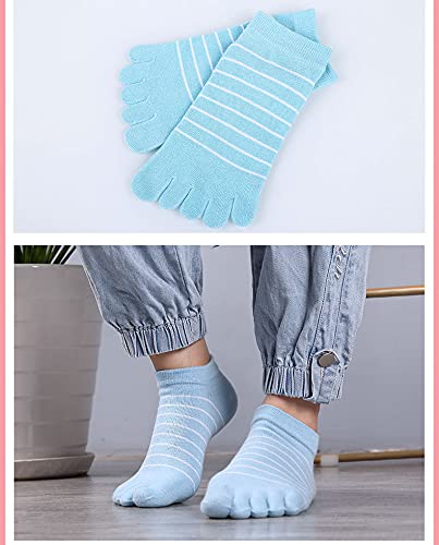 JJLEAF Toe Socks, 5 Pairs Women's Toe Socks for Running Cotton Five Finger Socks Athletic Walking
