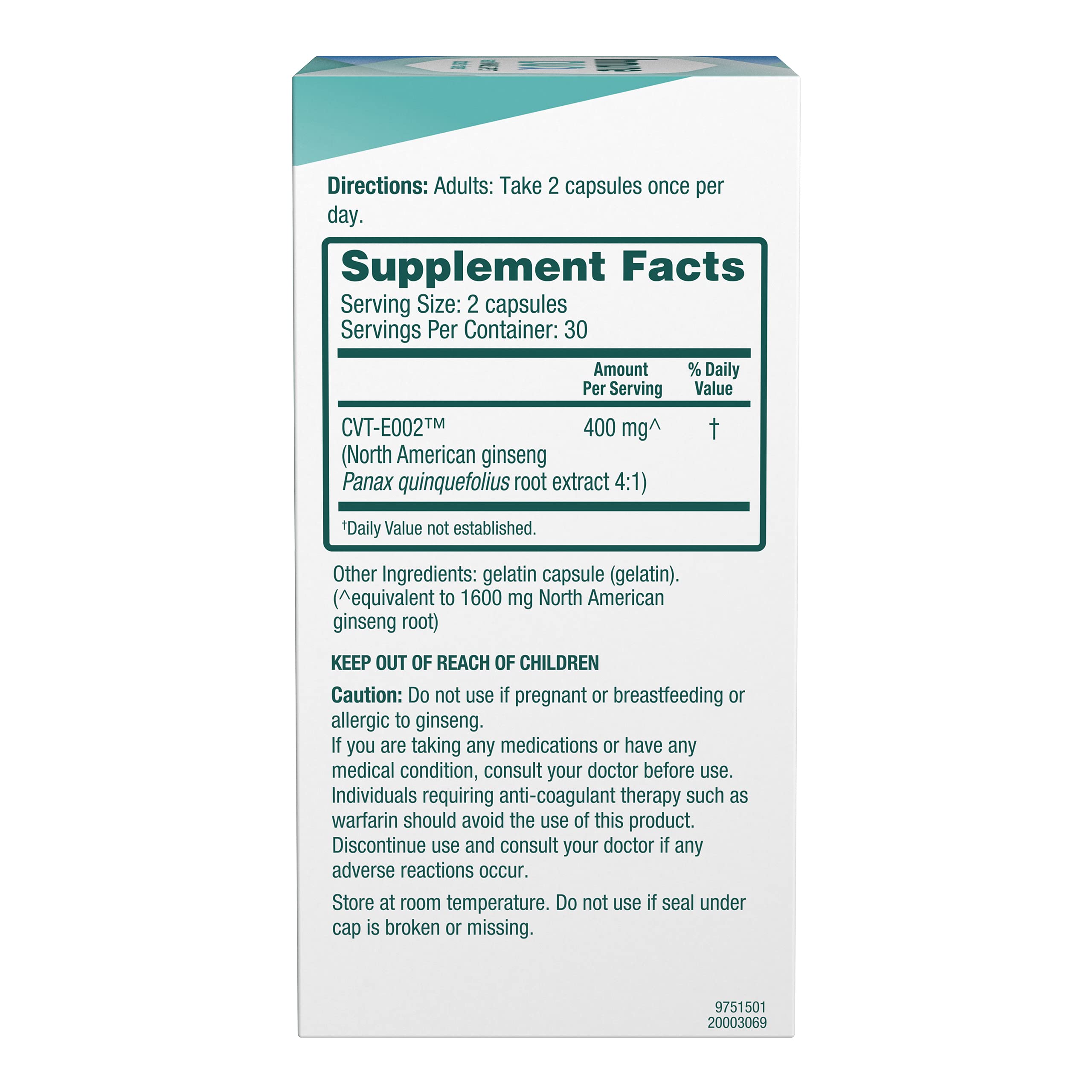 Immune Duo Ginseng Immune Support, American Ginseng Extract, Dietary Supplement, Naturally Derived, 60 Capsules, 200mg, Multi