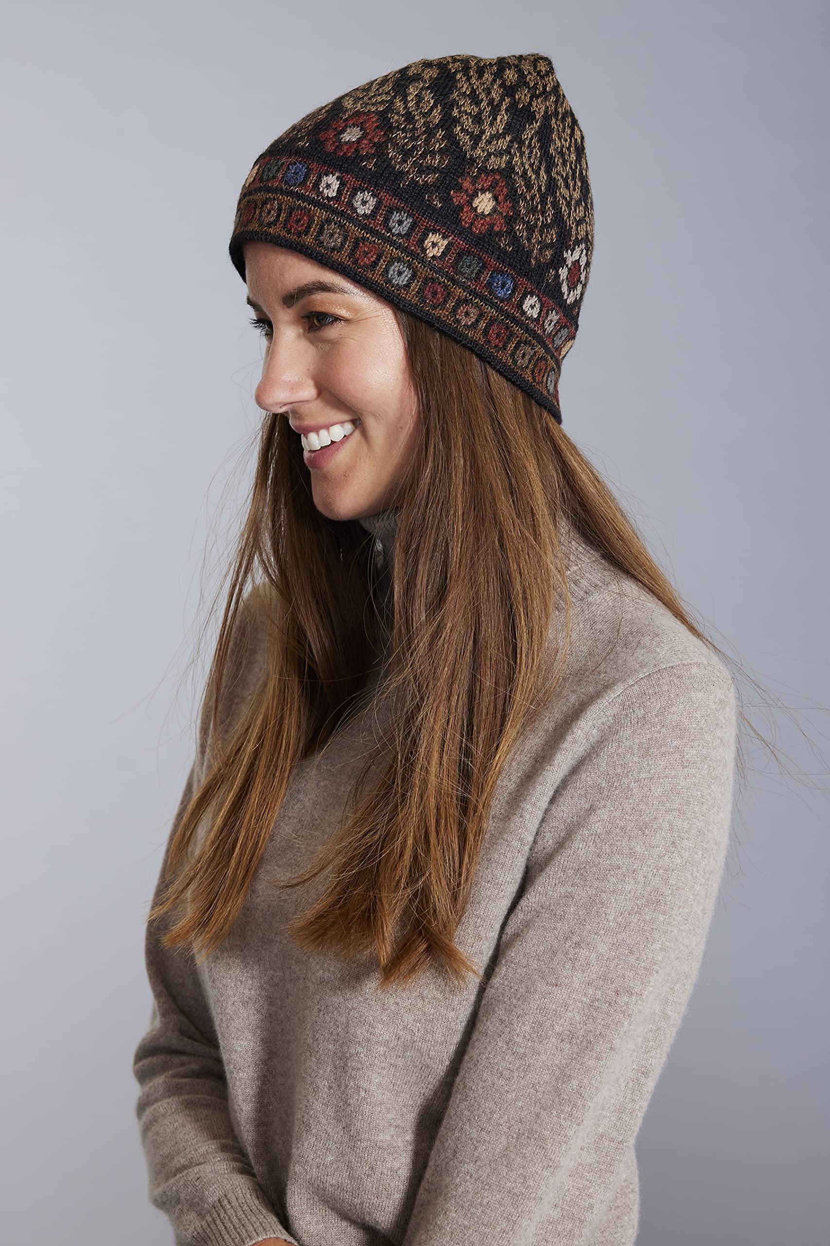 Invisible World Women's 100% Alpaca Wool Hat Knit Unisex Beanie Tibet Medium