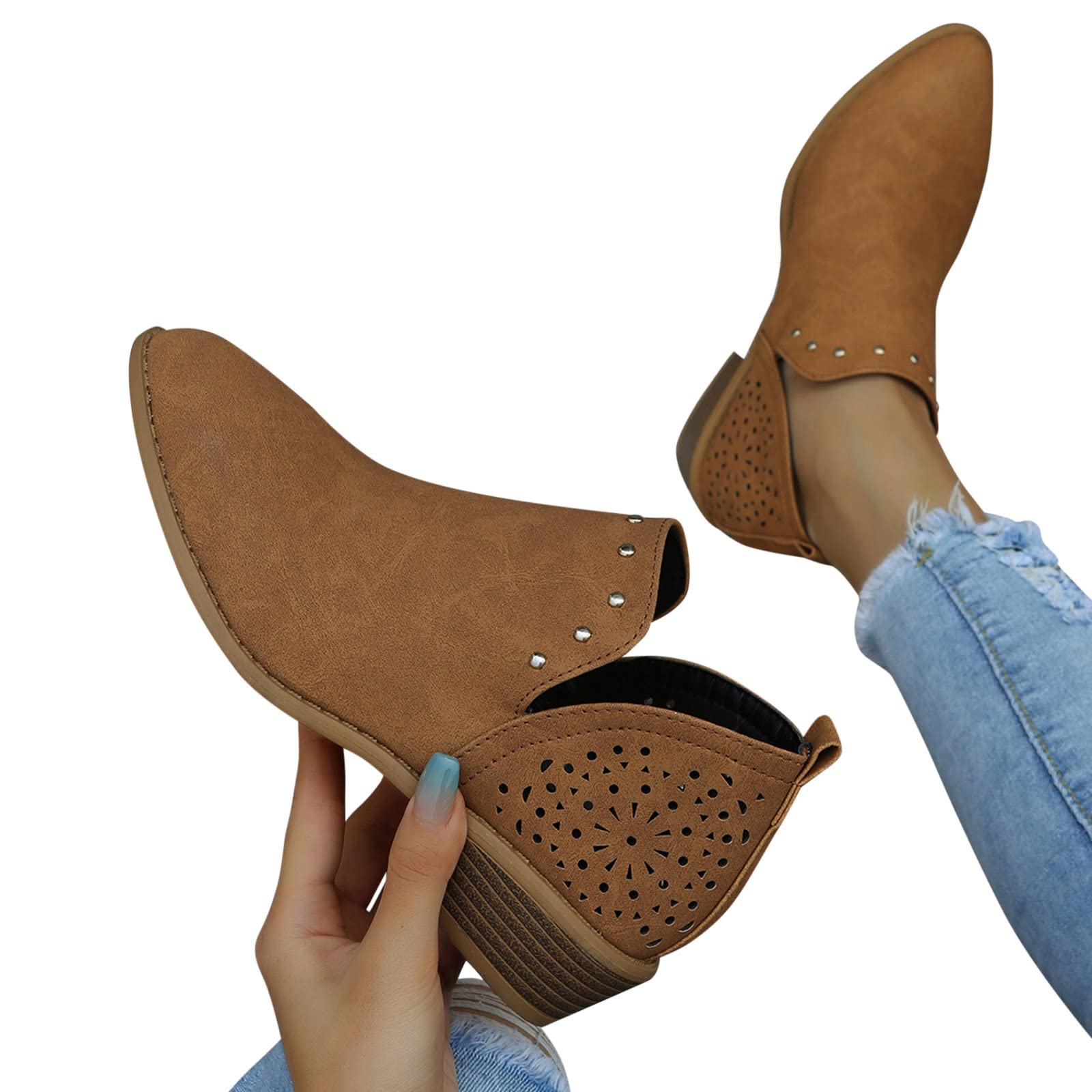 Lovely Nursling Womens Hunting Boots Low Heel Womens Ankle Booties Boots Round Toe Anti-Slip Womens Vintage Boots Platform Boots Shoes