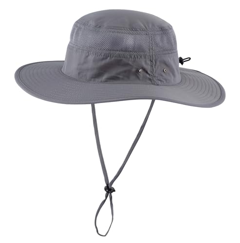 Home Prefer UPF 50+ Men's Sun Hat Wide Brim Bucket Hat UV Sun Protection Hat for Mens Fishing Hat Womens Beach Safari Hat for Garden Golf (Dark Gray)