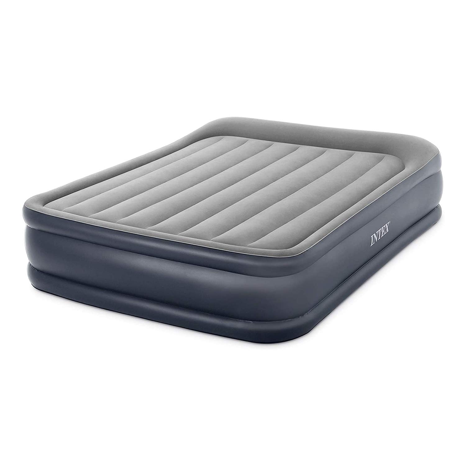 Intex 64135ED Dura-Beam Plus Deluxe Pillow Rest Air Mattress: Fiber-Tech β Queen Size β Built-in Electric Pump β 16.5in Bed Height β 600lb Weight Capacity