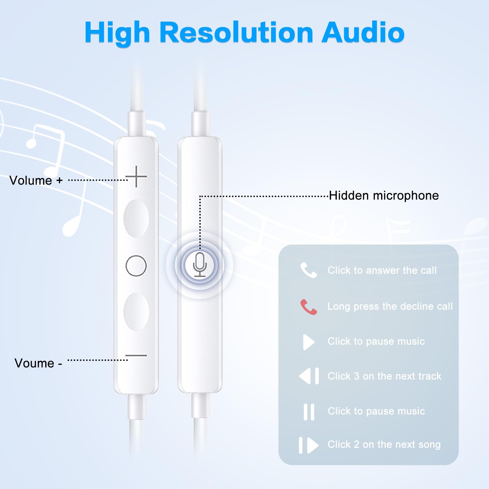 iPhone Earbuds Wired Headphones for iPhone [No Bluetooth Required] with Lightning Connector [MFi Certified](Built-in Microphone&Volume Control) Earphones Wired for iPhone 14/13/12/11/X/8/7/Pro/Pro Max