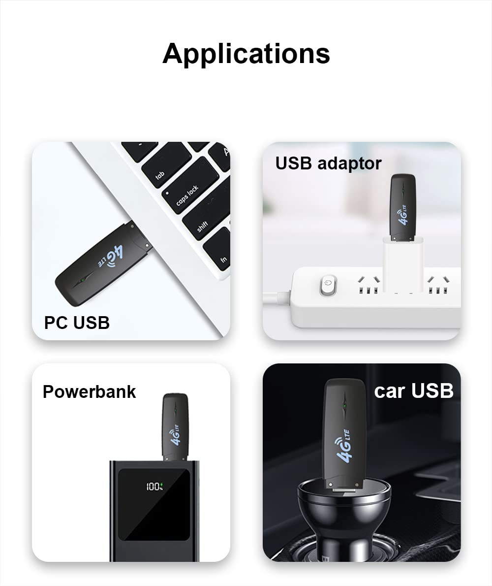 HOSAYA 4G LTE USB WiFi Modem Portable 4G Router with SIM Card Slot High Speed Portable Travel Hotspot Mini Router Unlocked 4G dongle, Black, 88mmx28mmx9mm