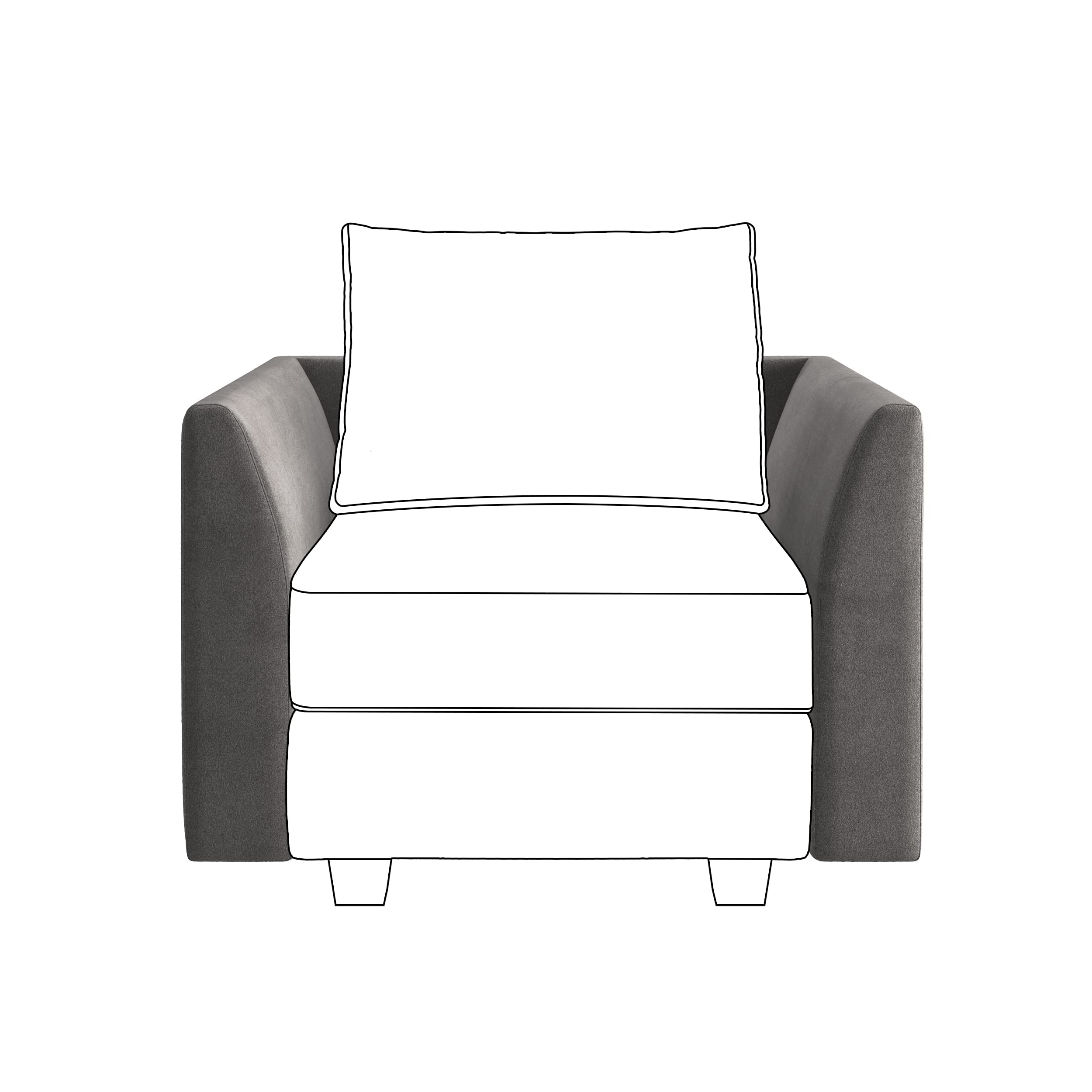 HONBAY Armrest Module for Modular Sectional Sofa, Pair of Sofa Armrest for Sectional Modular Couch, Velvet Grey