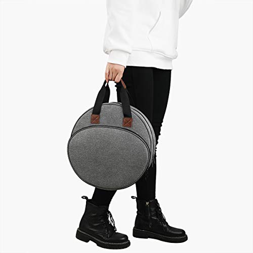 Shinyzone Cross Stitch Storage Bag Grey,Embroidery Projects Bag,Sewing Crafts Storage Tote Bag,Knitting Bags with Zipper Pockets Organiser for Embroidery Hoops,Charts and Threads