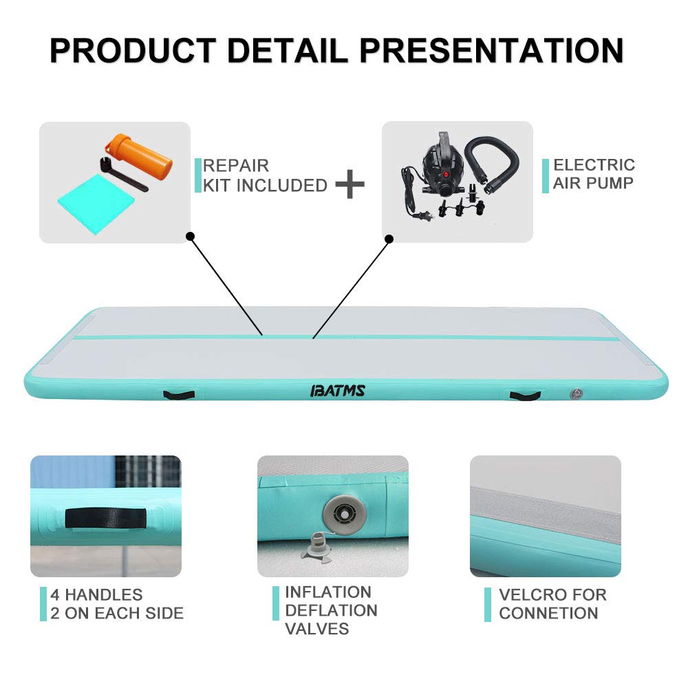IBATMS Air Tumbling Mat Tumble Track,16ft Inflatable Gymnastics Air Mat for Gymnastics Training/Home Use/Cheerleading/Yoga/Water