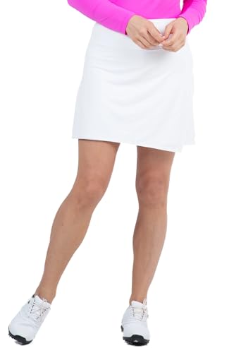 IBKUL Athleisure Wear Sun Protective UPF 50+ Icefil Cooling Tech Faux-Wrap 17 ¼” Skort with Back Pockets 26000 Navy Solid M