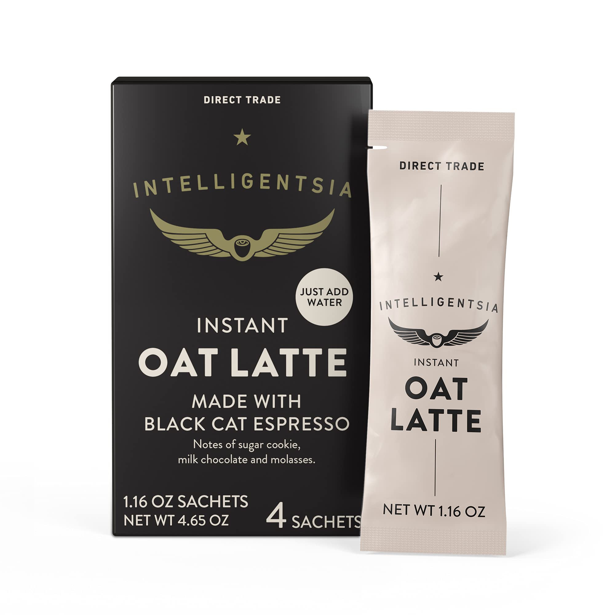 Intelligentsia, Instant Oat Latte - Instant Coffee Mix - 4 Single Serve Sachets (1 Box of 4 Packets), Made with Black Cat Espresso, Dairy Free, Direct Trade