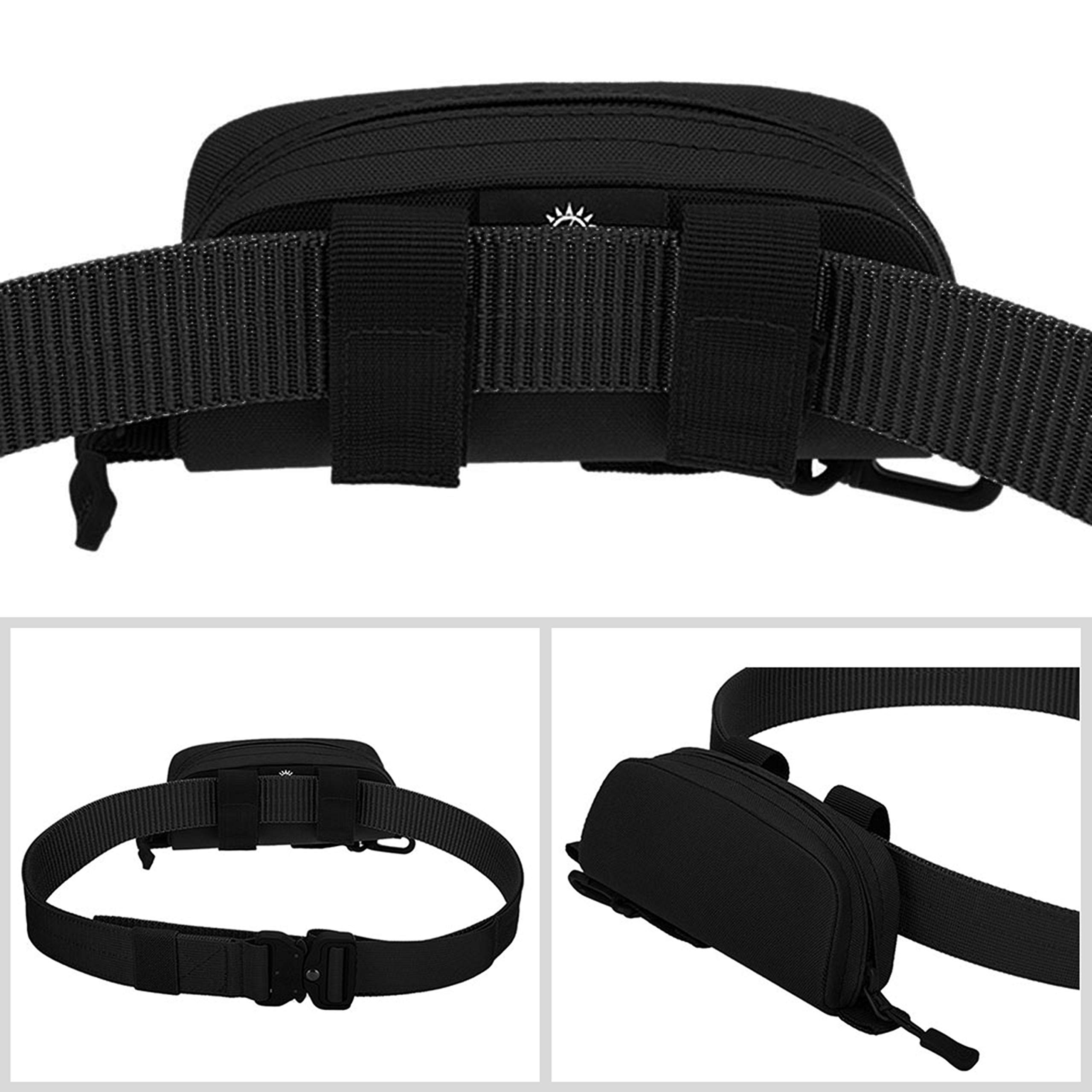 HUNTVP Eyeglasses Hard Case Tactical Molle Zipper Sunglasses Carrying Case 1000D Nylon with Clip (Black)