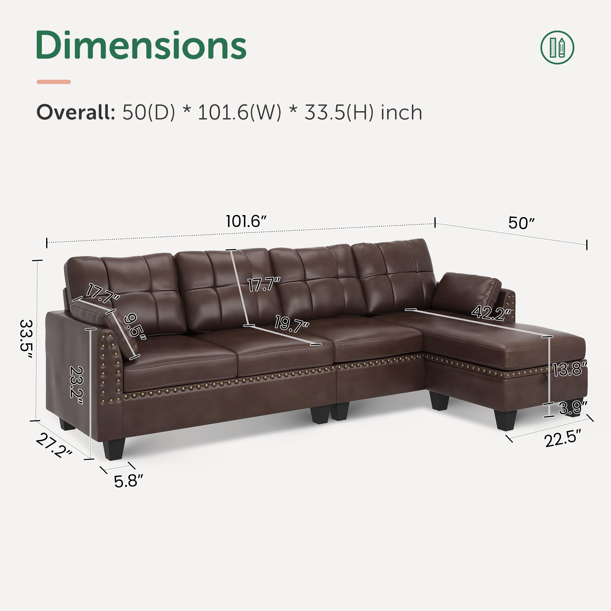 HONBAY Velvet Convertible Sectional Sofa L Shaped Couch with Storage Ottoman Reversible Sectional Couch Sofa for Small Space,Light Grey