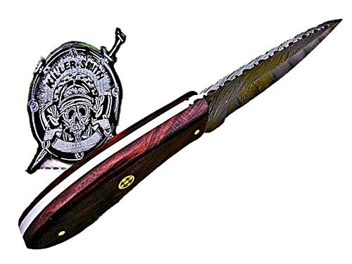 Hunting Skinner Knife 9,00" Inches Damascus Handmade Steel Blade with Rose Wood Twist Pattern Handle