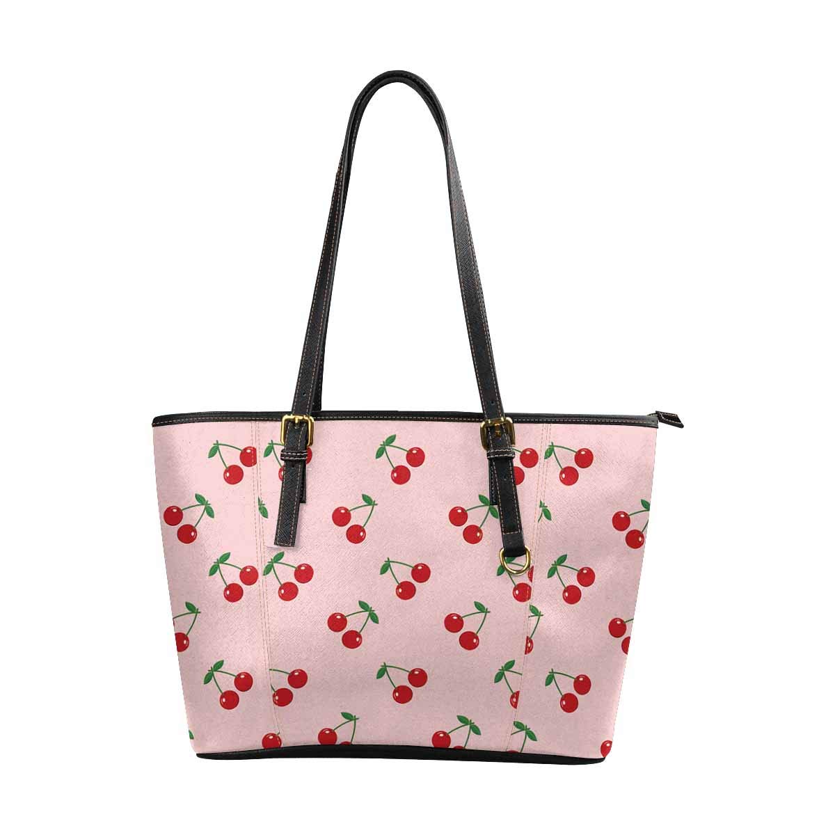 INTERESTPRINT Cherry Pattern on Pink Background Womens Handbag Ladies Purses Shoulder Bags Tote Bag