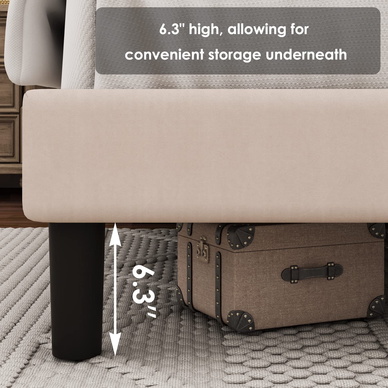 HOSTACK Full Size Bed Frame, Modern Upholstered Platform Bed with Wingback Headboard, Heavy Duty Button Tufted Bed Frame with Wood Slat Support, Easy Assembly, No Box Spring Needed(Black, Full)