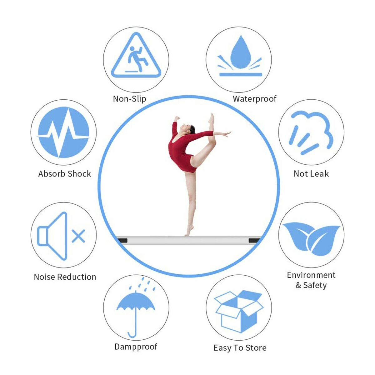INFUNTABLE Inflatable Gymnastic Air Tumbling Practice Track Floor 10ft 13ft 16ft 20ft Exercise Mat With Pump 8In Thickness For Outdoor Yoga Training Cheerleading Beach Home Use (P2-Blue, 13ft x 6ft x 8in (4mx1.8mx0.2m))