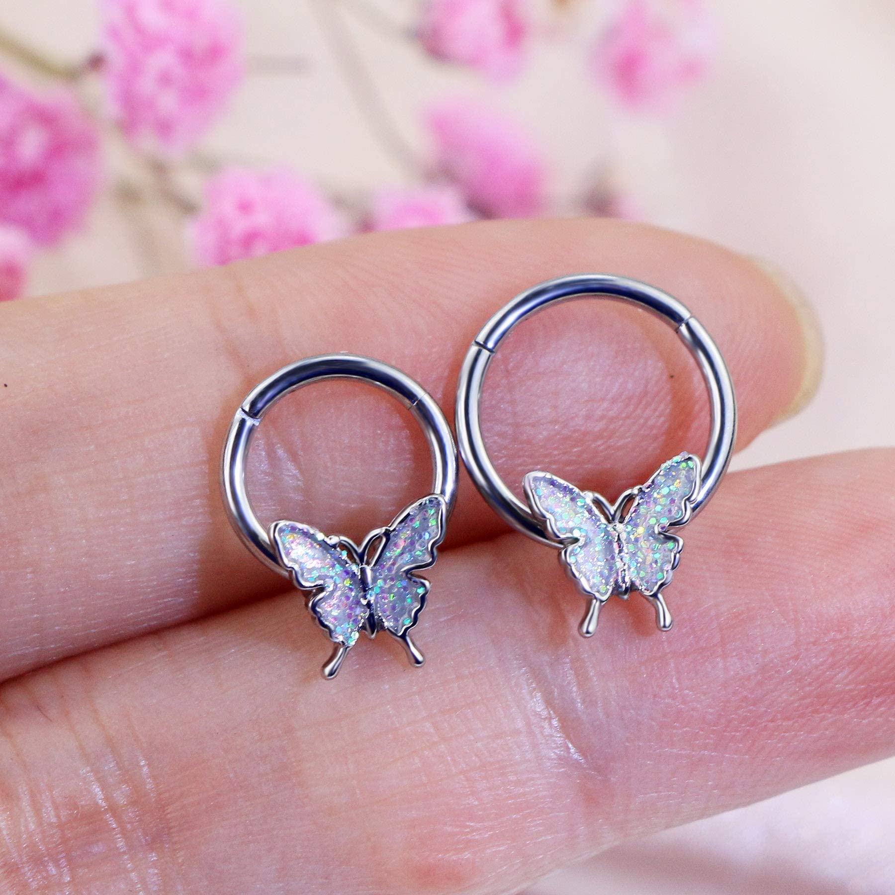 Jewseen Hinged Segment Ring 16g Septum Clicker Daith Earring Helix Tragus Earrings Cartilage Hoop Body Piercing Jewelry