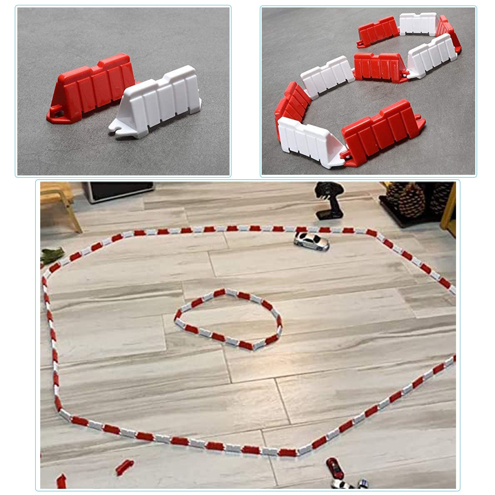 Hobby Fans 120 Pieces RC Car Racing Track Drift Runway Drift Field Fence for 1/14 1/16 1/18 1/24 1/28 Mini RC Car (Red+White)