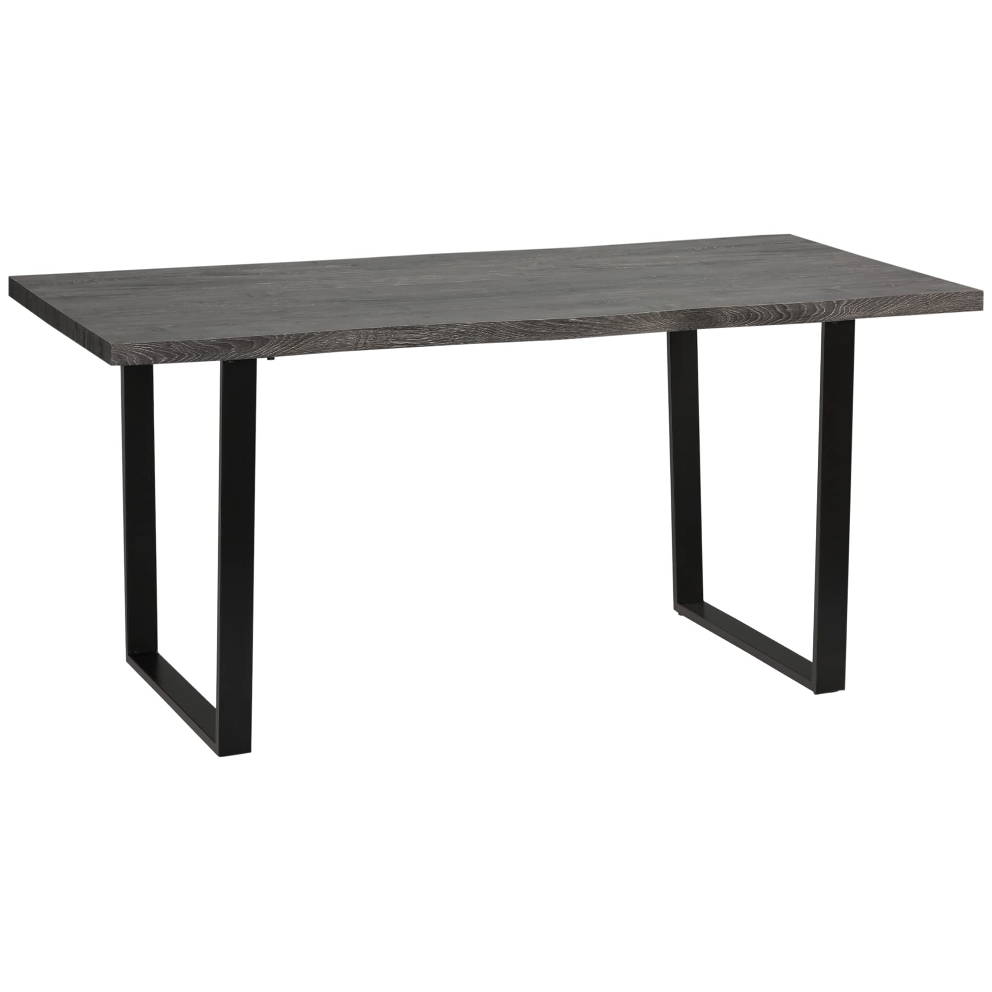 HOMCOM 63" Modern Dining Table for 6 People, Kitchen Table with Steel Legs, Rectangle Dinner Table with Strong Metal Base, Gray