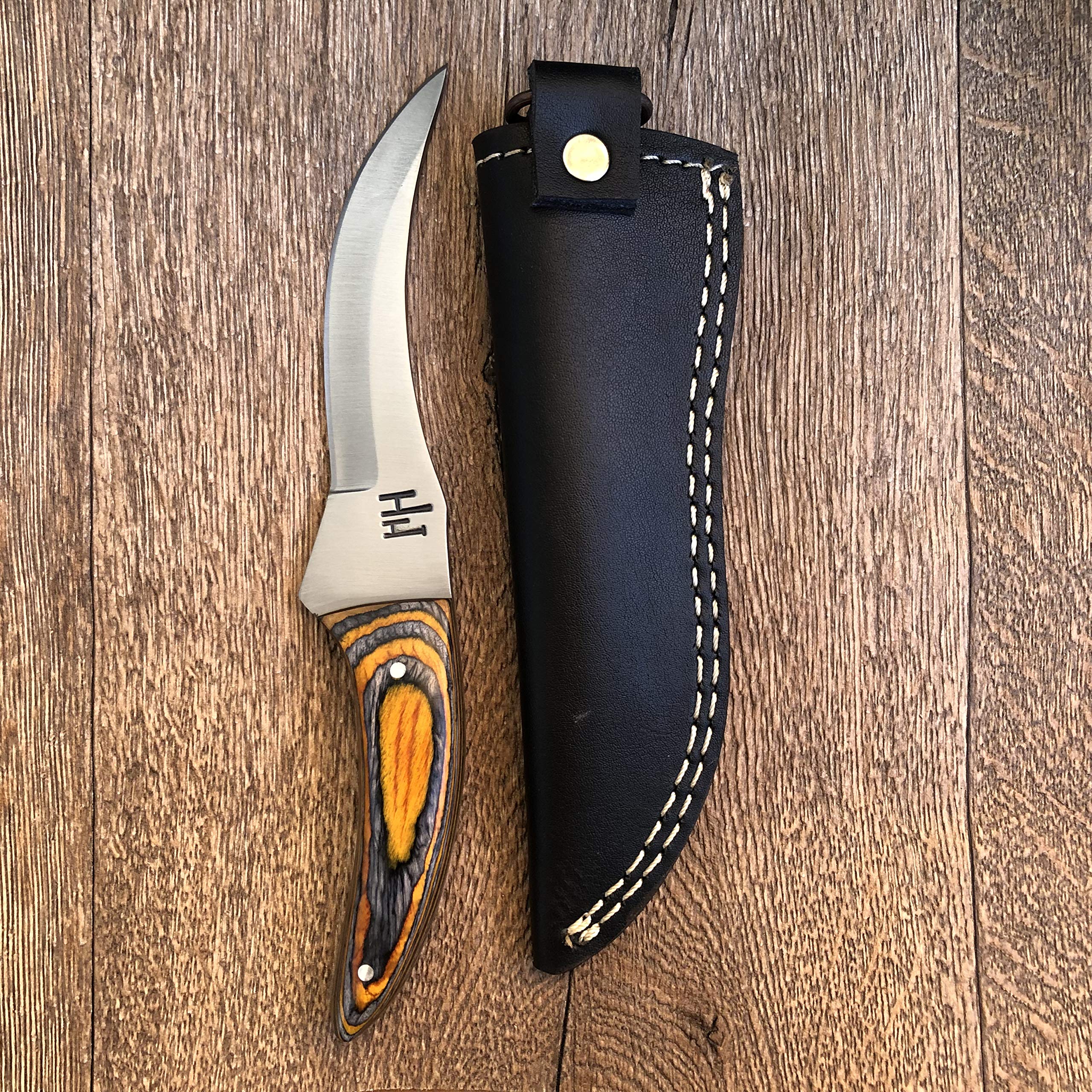 Hobby Hut HH-321, 420C Steel Custom Handmade Hunting Knife with Sheath Fixed Blade Bushcraft Knife Full Tang Designed for Camping and Survival