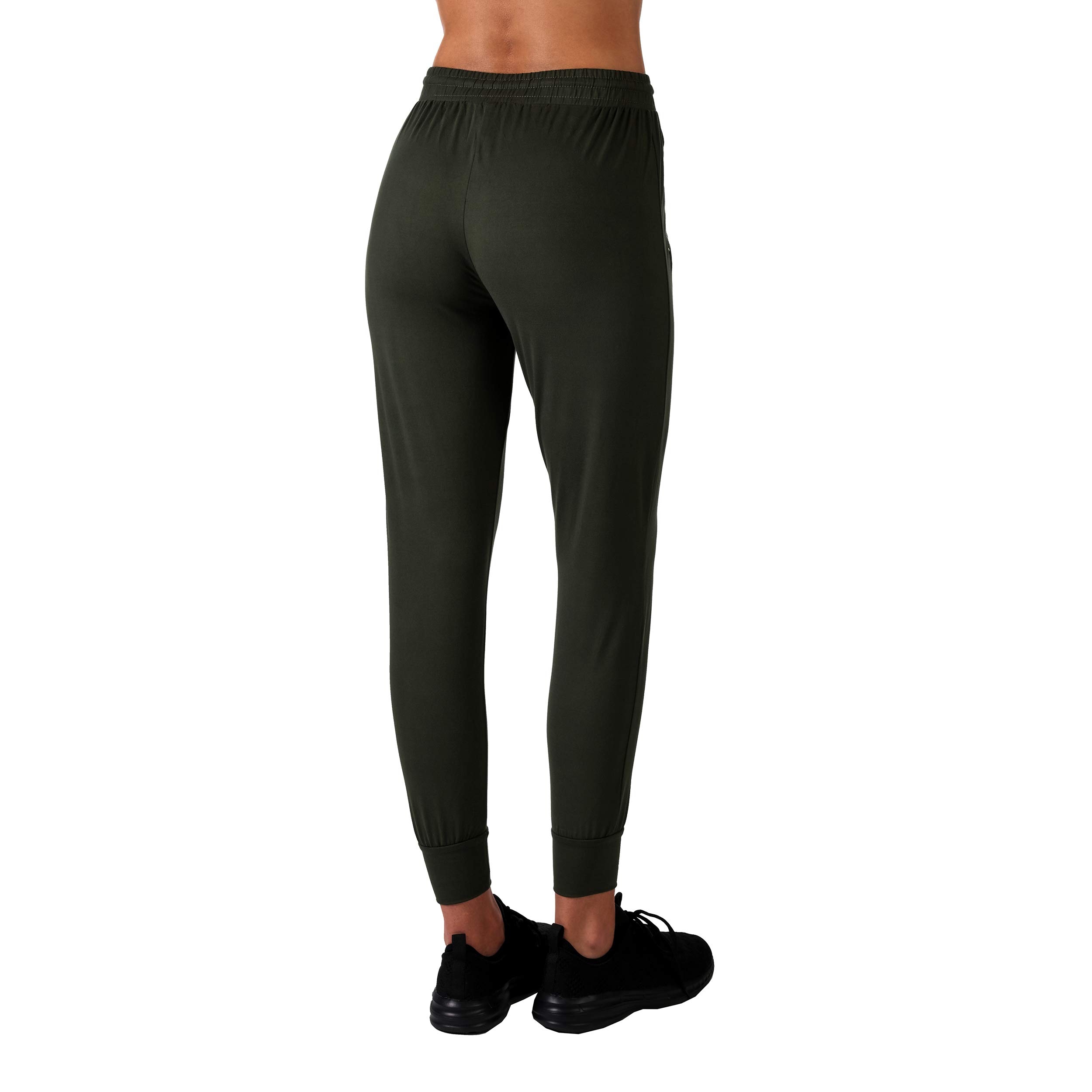 Indero Women's and Junior's Ultra Soft Active Joggers with Side Pocket Gold Zipper Relaxed Fit Sweatpants - Black S M